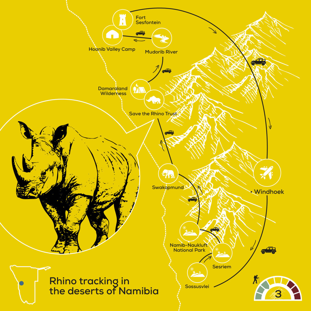 Rhino tracking in the deserts of Namibia